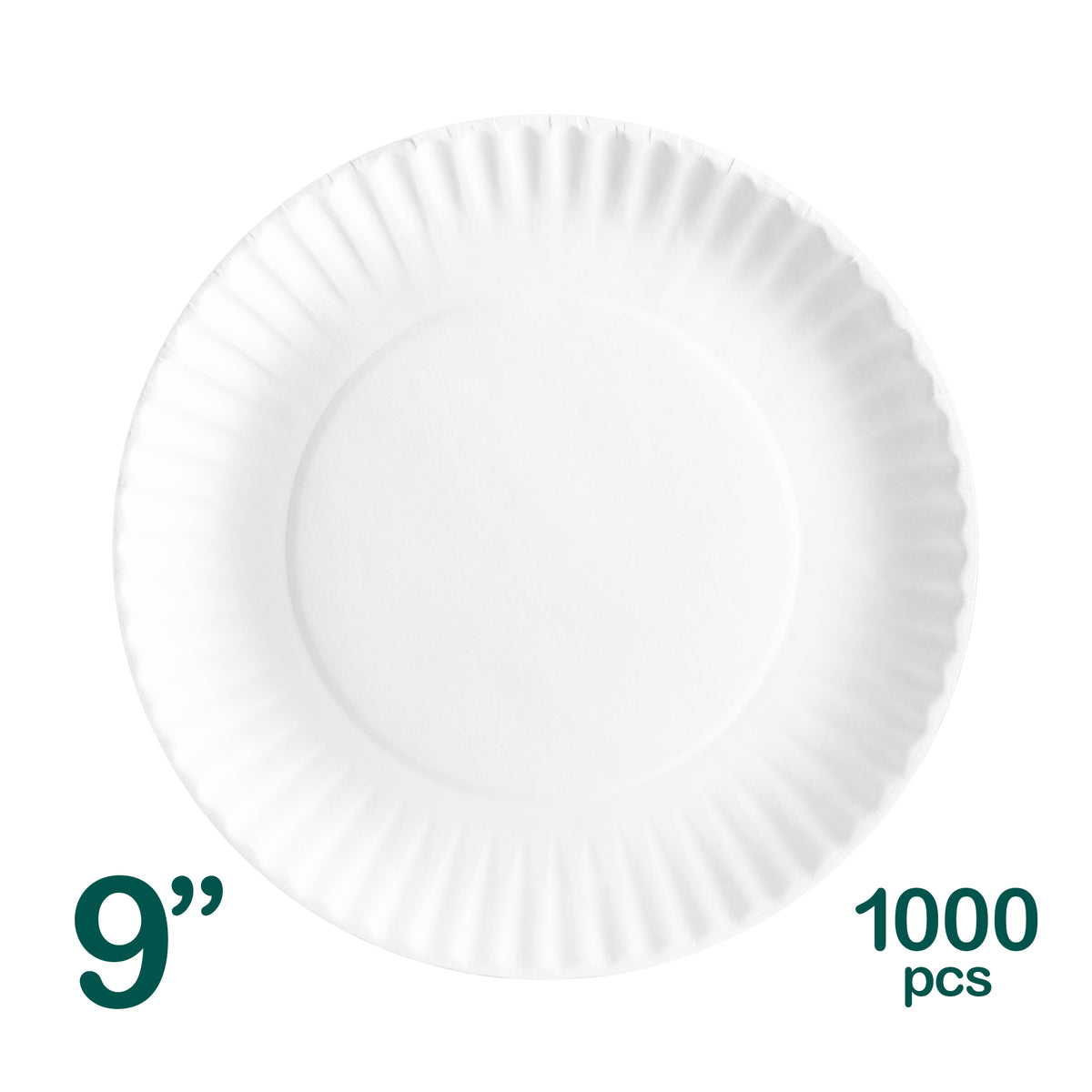 9 Inch White Paper Plates, 1000 pcs – pakpakgo